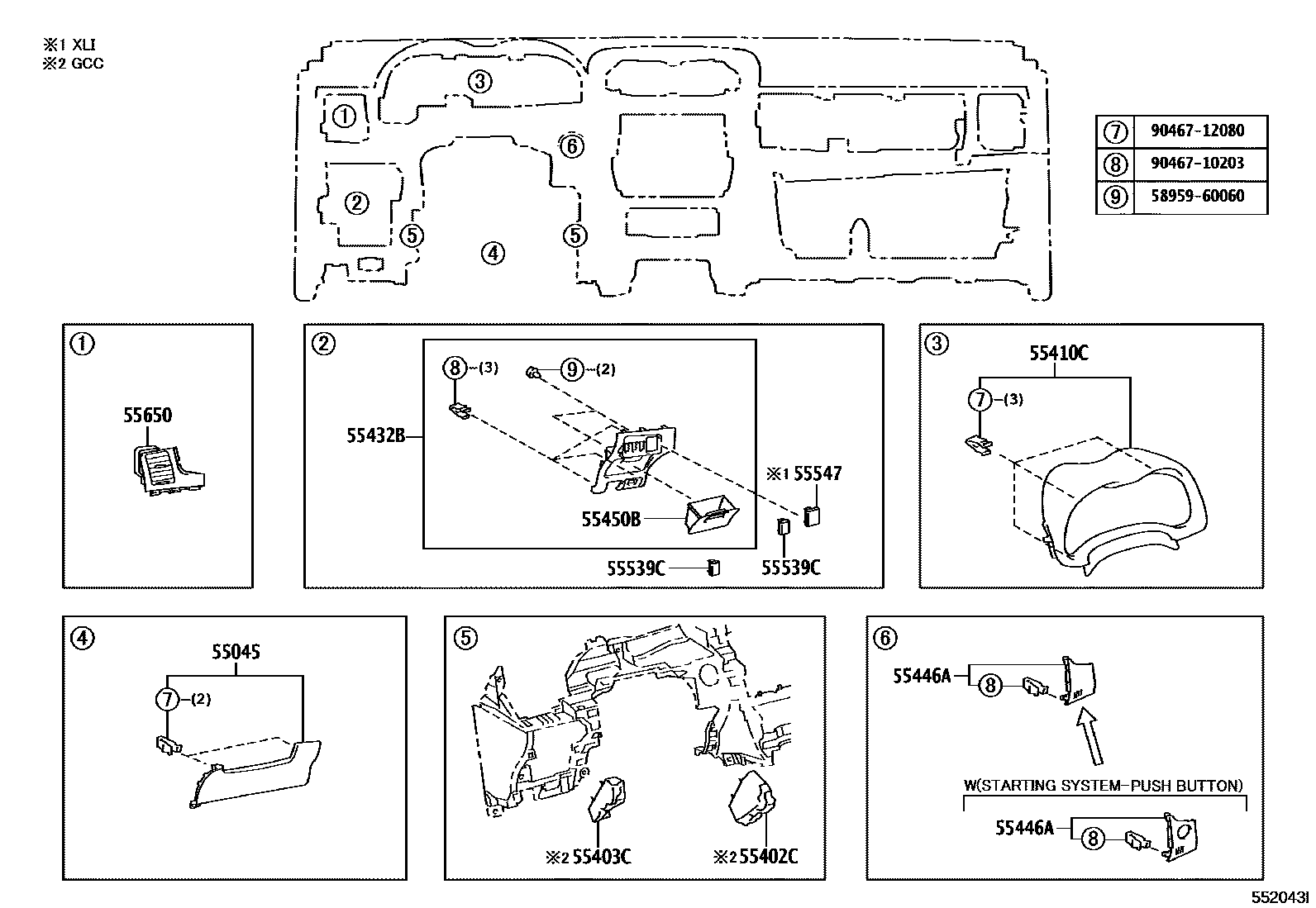 Instrument panel & glove compartment for Toyota Corolla Altis ZZE141L ...