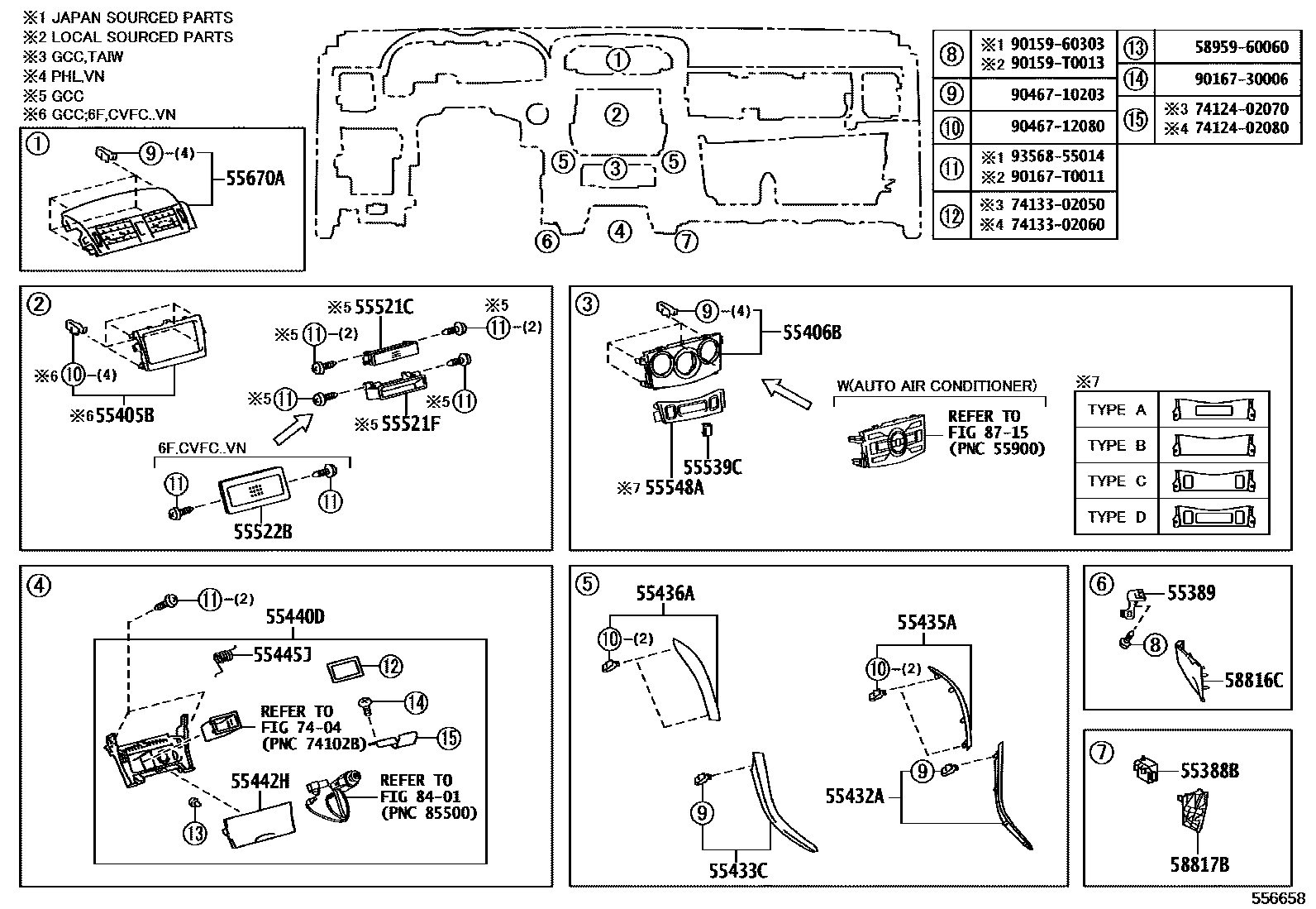 Instrument panel & glove compartment for Toyota Corolla Altis ZZE141L ...