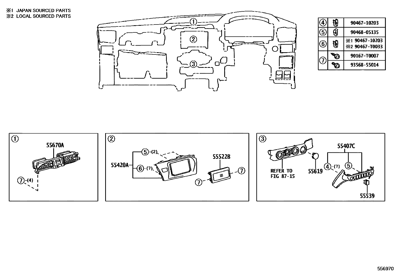 Instrument panel & glove compartment for Toyota Hilux GUN126R - Genuine ...
