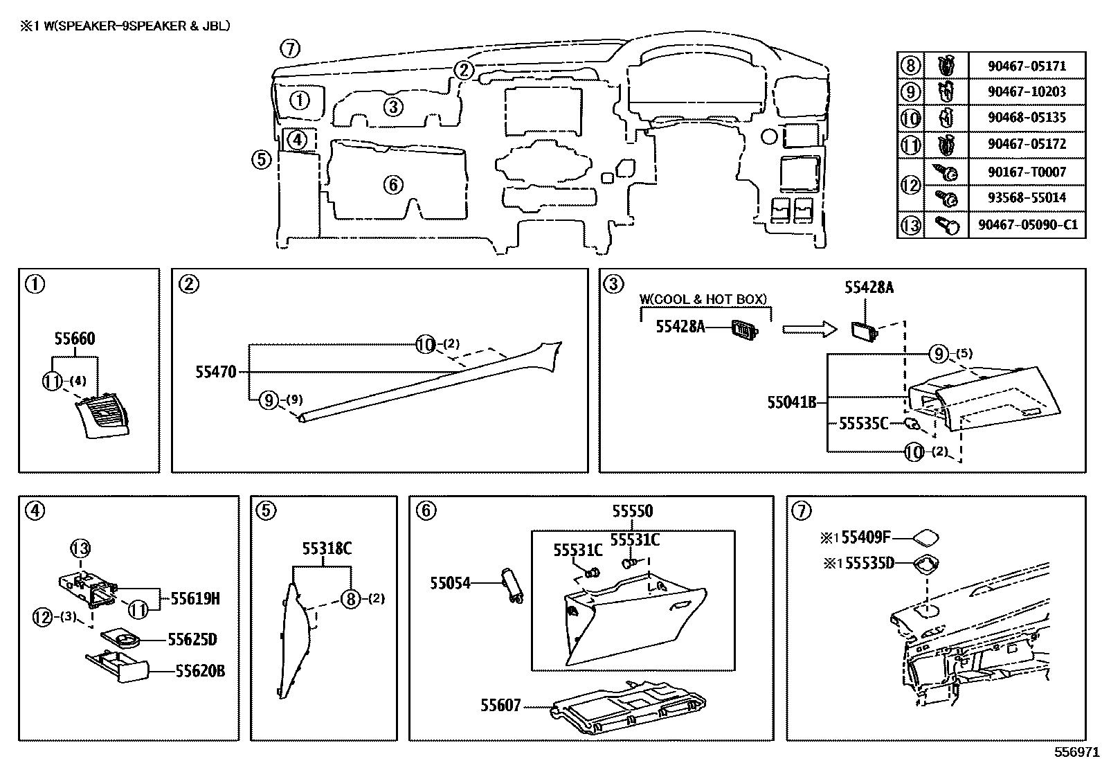 Instrument panel & glove compartment for Toyota Hilux GUN126R - Genuine ...