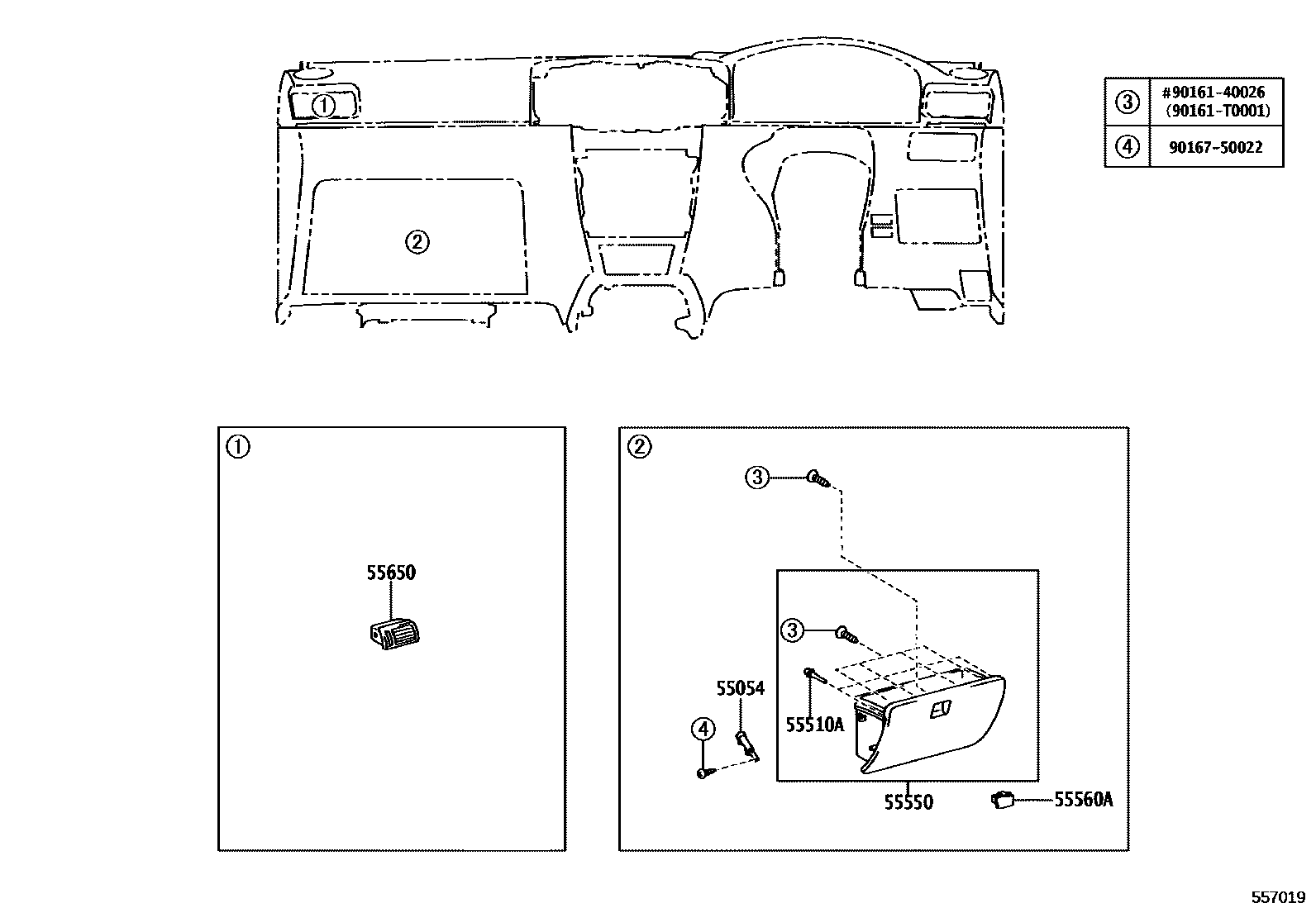 Instrument panel & glove compartment for Toyota Corolla ZZE121R - Auto ...