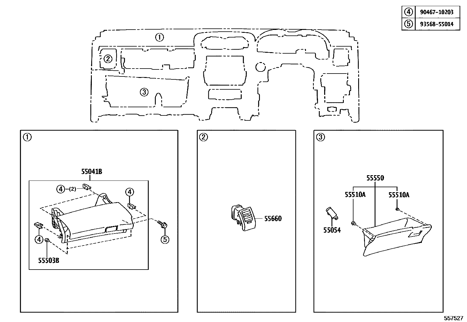 Instrument panel & glove compartment for Toyota Corolla ZZE141R - Auto ...