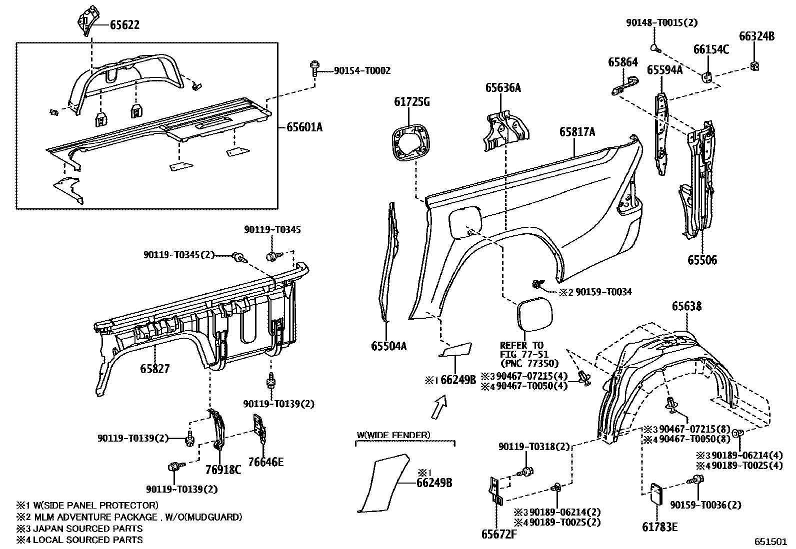 Rear body side panel for Toyota Hilux GUN125L - Auto parts - Amayama