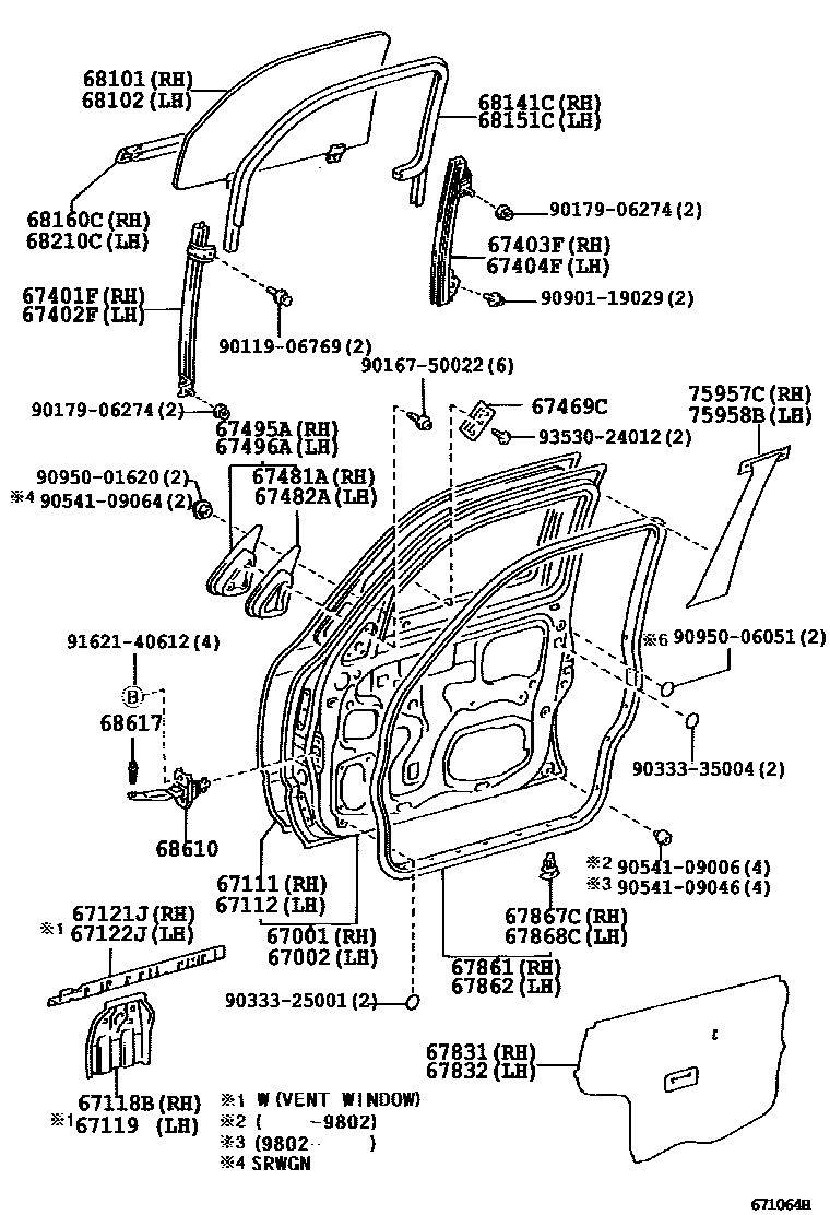 Front door panel & glass for Toyota Hilux LN167R - Genuine parts - Amayama