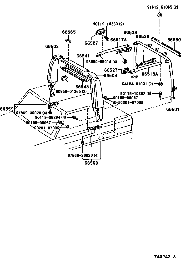 Protector pipe, roll bar & handrail for Toyota Land Cruiser HZJ75RV ...