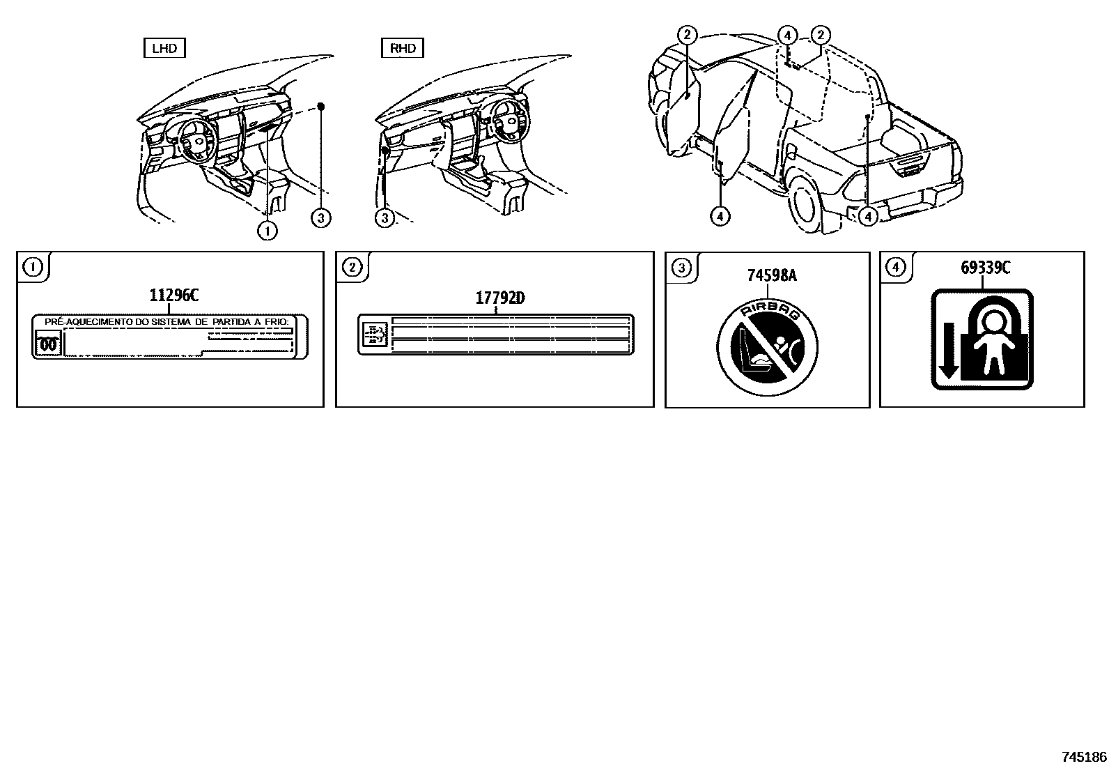 Caution plate for Toyota Hilux LAN125L - Genuine parts - Amayama