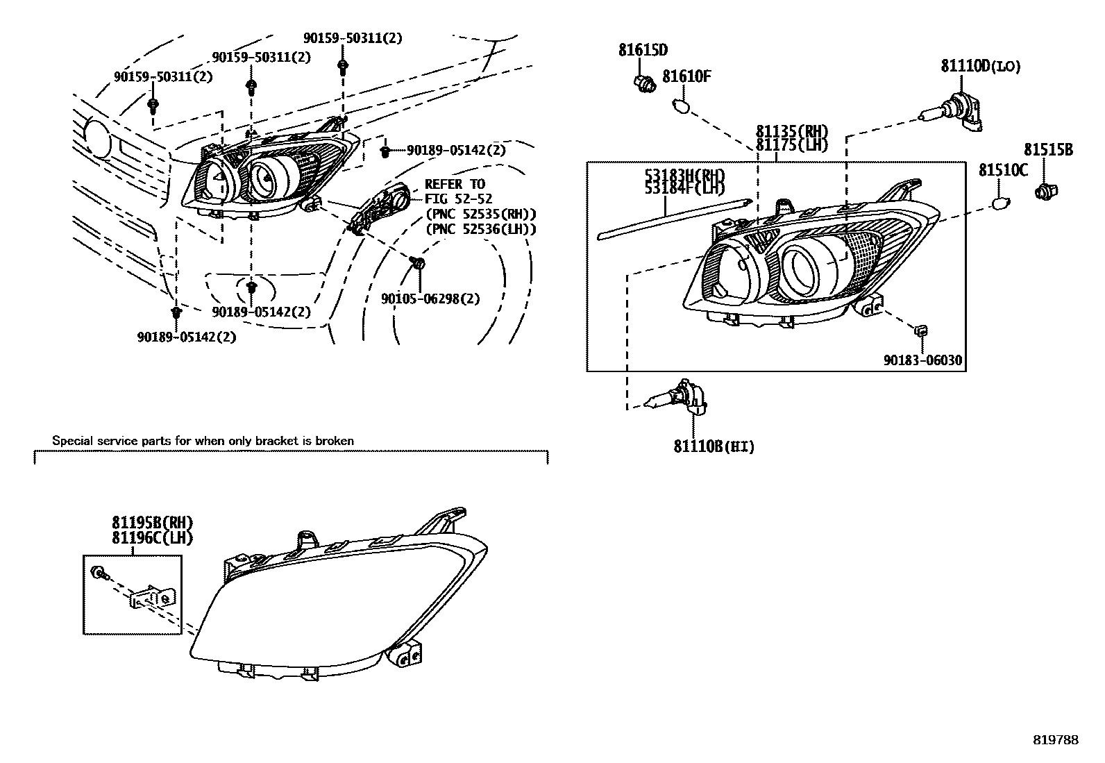 Headlamp for Toyota RAV4 ACA33R - Genuine parts - Amayama