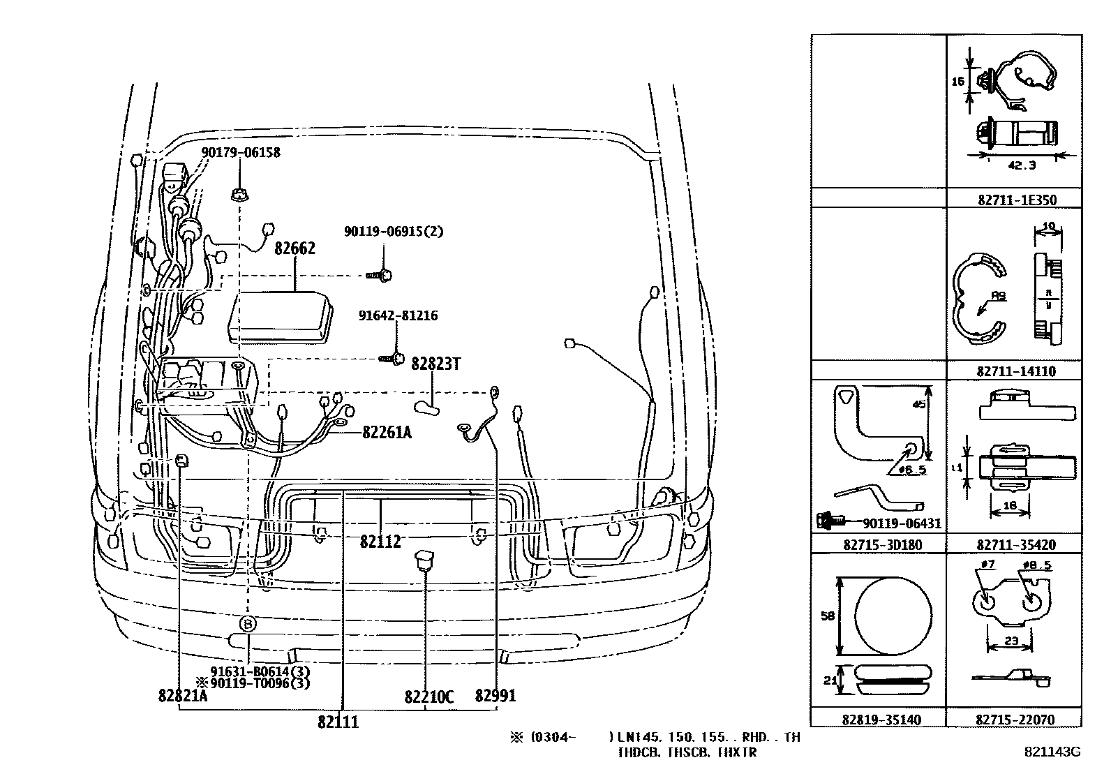 Wiring & clamp for Toyota Hilux LN152R - Genuine parts - Amayama