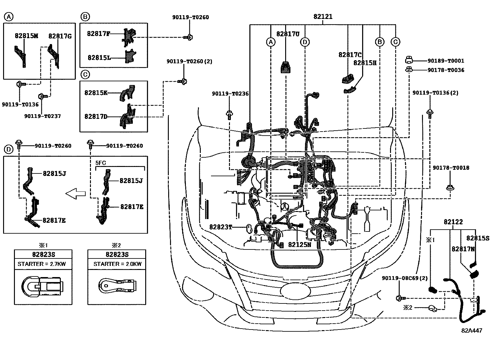 Wiring & clamp for Toyota Fortuner KUN156L - Genuine parts - Amayama