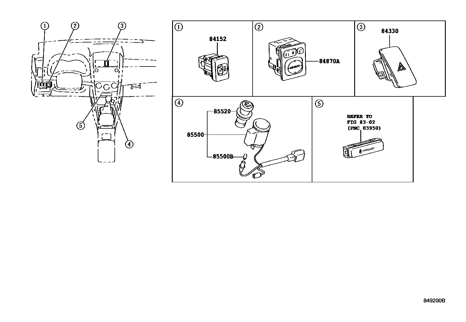 Switch & relay & computer for Toyota Corolla ZZE141L - Genuine parts ...