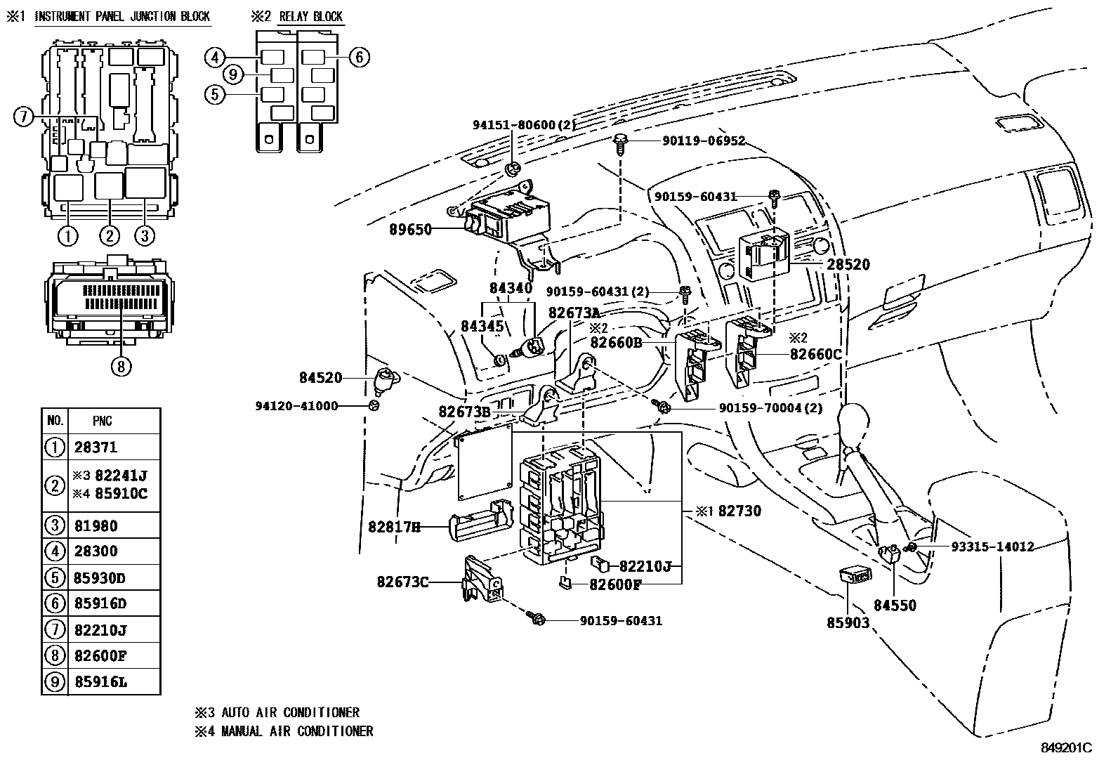 Switch & relay & computer for Toyota Corolla ZZE141L - Genuine parts ...