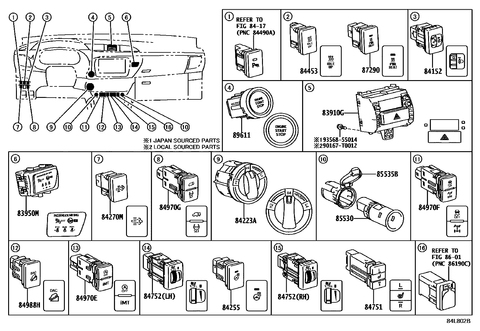 Switch & relay & computer for Toyota Hilux GUN125L - Genuine parts ...