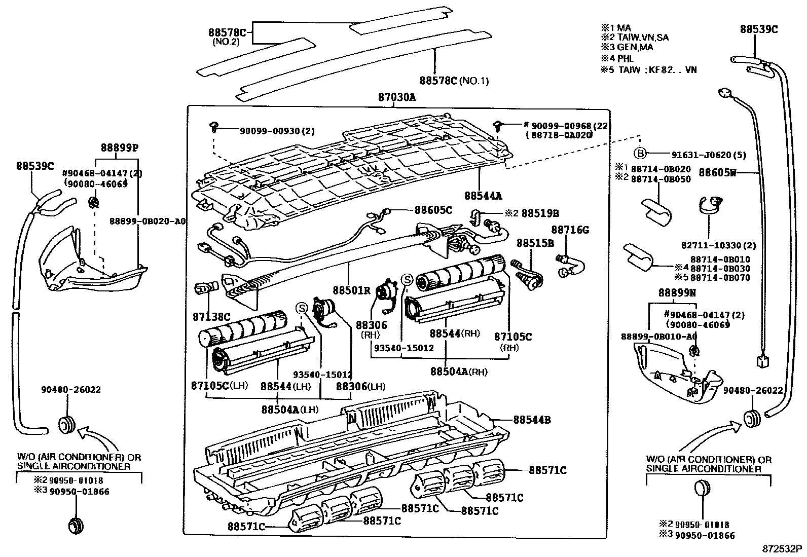 Heating & air conditioning - cooler unit for Toyota T.U.V KF80R ...