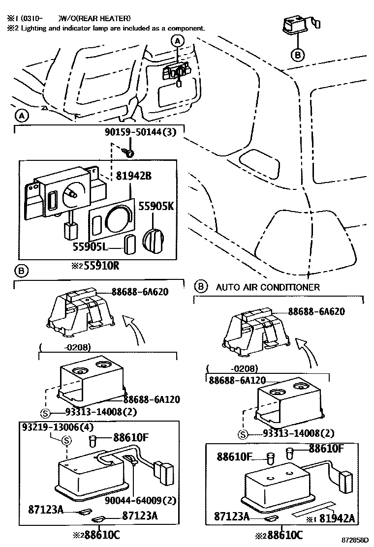Heating & air conditioning - control & air duct for Toyota Land Cruiser ...