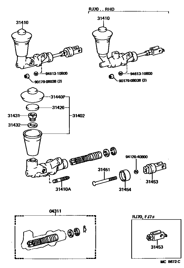 Clutch master cylinder for Toyota Land Cruiser HJ75RP - Auto parts ...