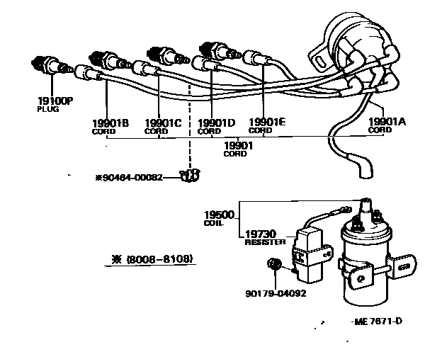 Ignition coil & spark plug / glow plug for Toyota Tercel AL11L ...
