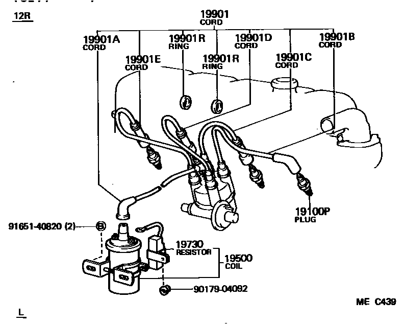 Ignition coil & spark plug / glow plug for Toyota Hiace RH11R - Auto ...