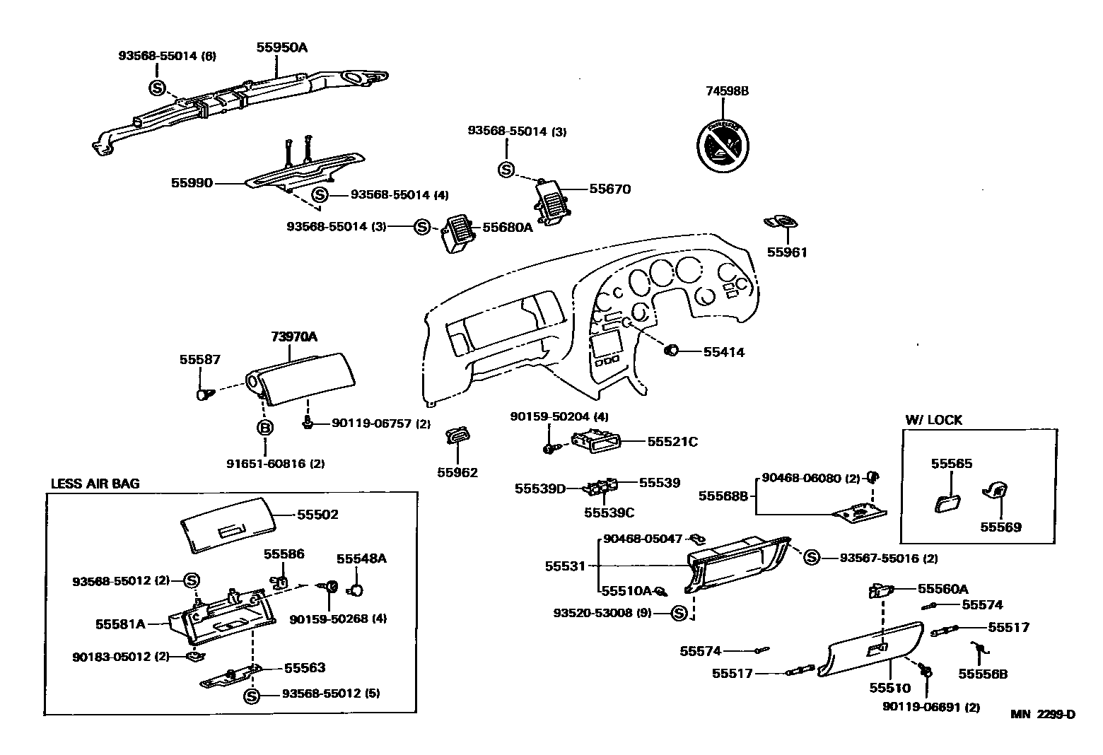 Instrument panel & glove compartment for Toyota Supra JZA80R - Genuine ...