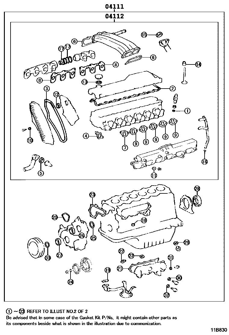 Engine overhaul gasket kit for Toyota Coaster HZB70R - Genuine parts ...