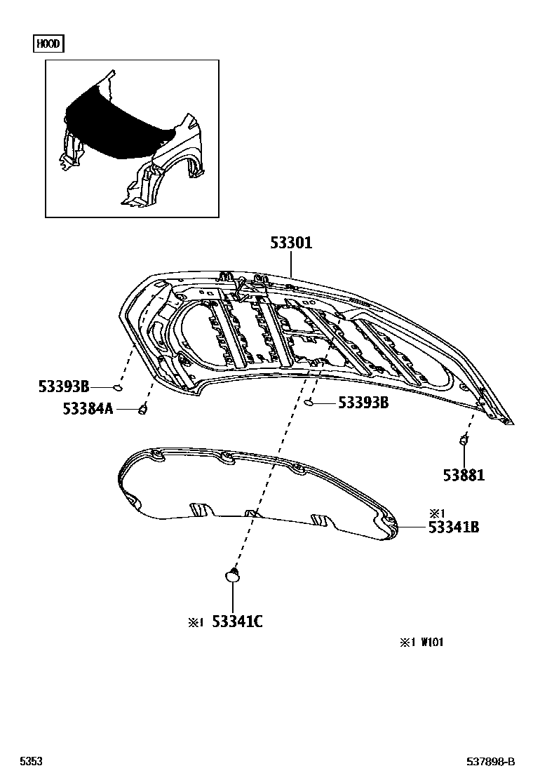 Hood & front fender for Toyota Avanza W101RE-LBSFT, 01.2022 ...