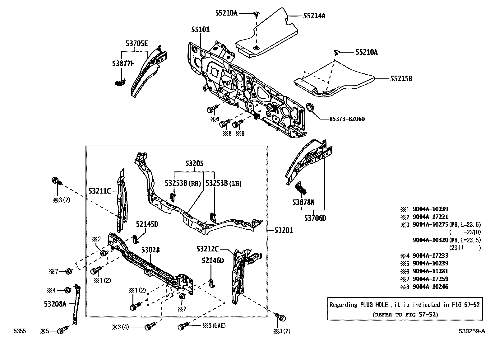Front fender apron & dash panel for Toyota Lite Ace S403RM - Genuine ...