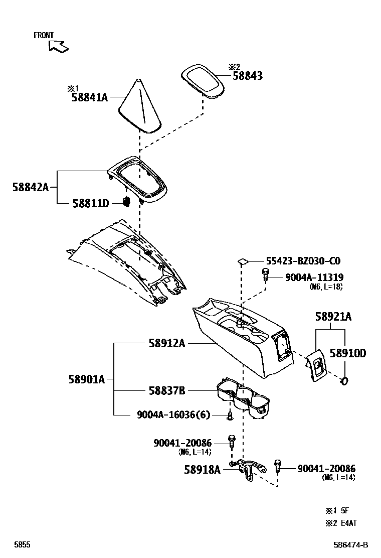Console box & bracket for Toyota Rush F800RE-GQGFJ, 12.2017 ...