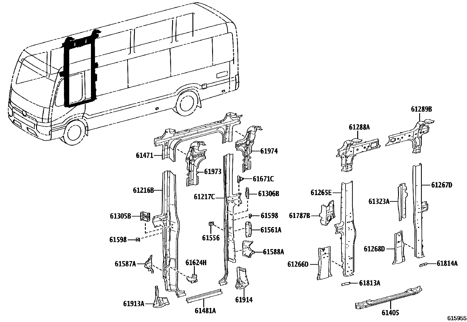 Side member for Toyota Coaster XZB70L-ZXMSYV, 01.2022 - ... - Toyota ...