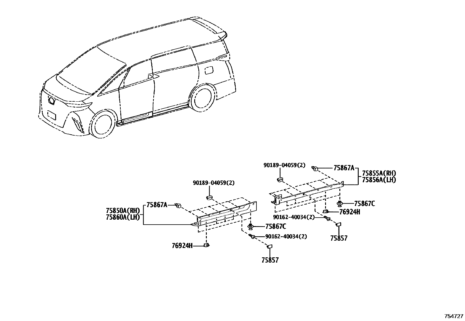 Moulding for Toyota Alphard AAHH45L - Genuine parts - Amayama