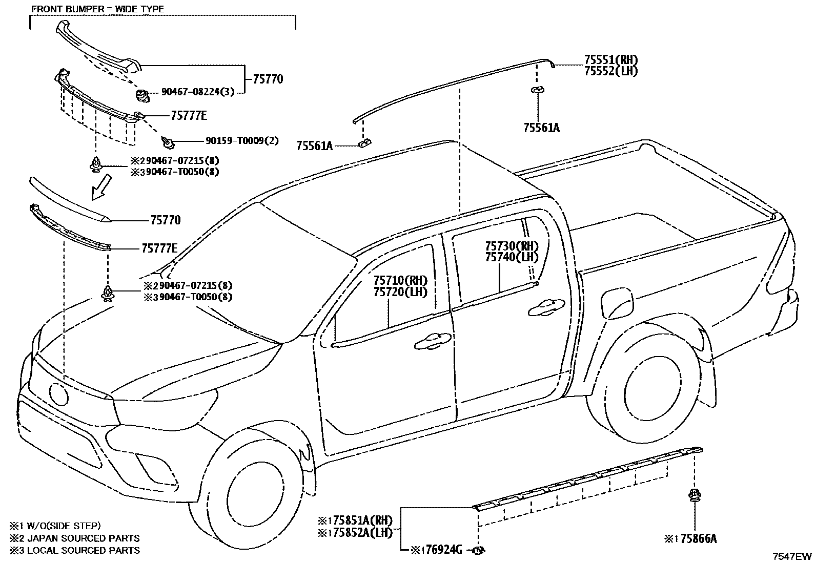 Moulding for Toyota Hilux GUN126L-DGTHXF, 11.2024 - ... - Toyota ...
