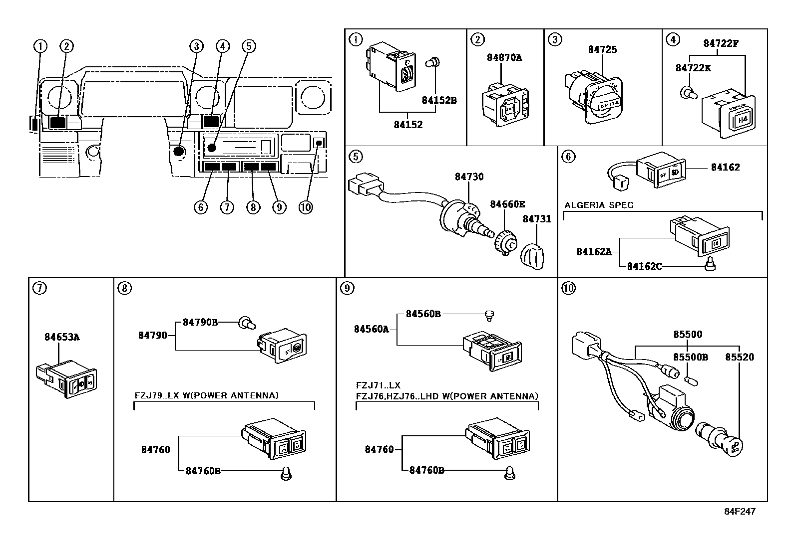 Switch & relay & computer for Toyota Land Cruiser HZJ76L - Genuine ...