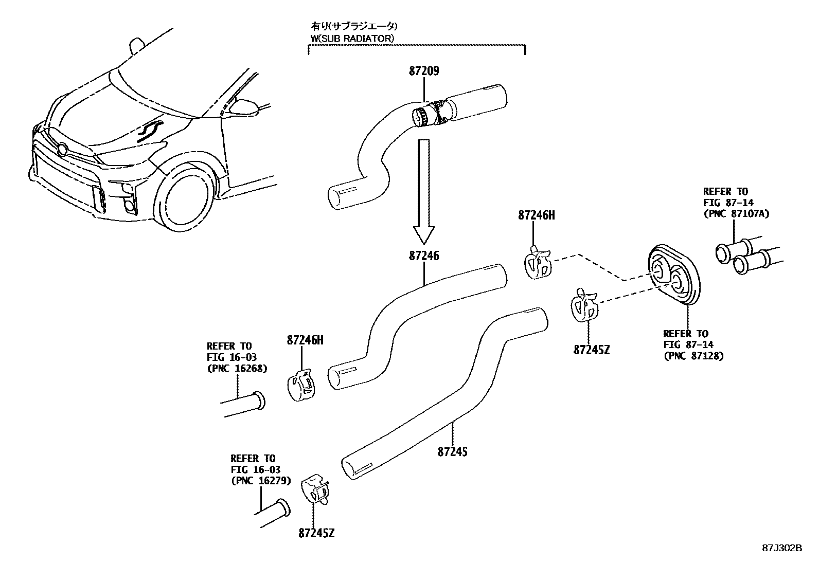 Heating & air conditioning - water piping for Toyota Yaris GXPA16L ...