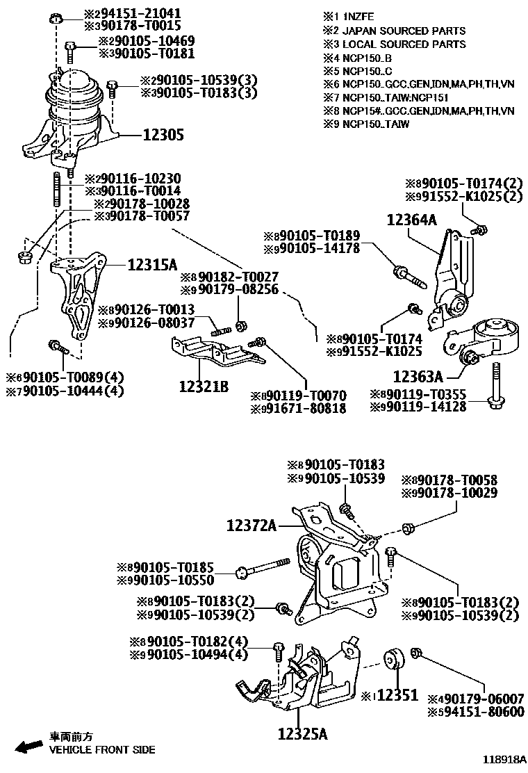 Mounting for Toyota Yaris NCP151L - Auto parts - Amayama