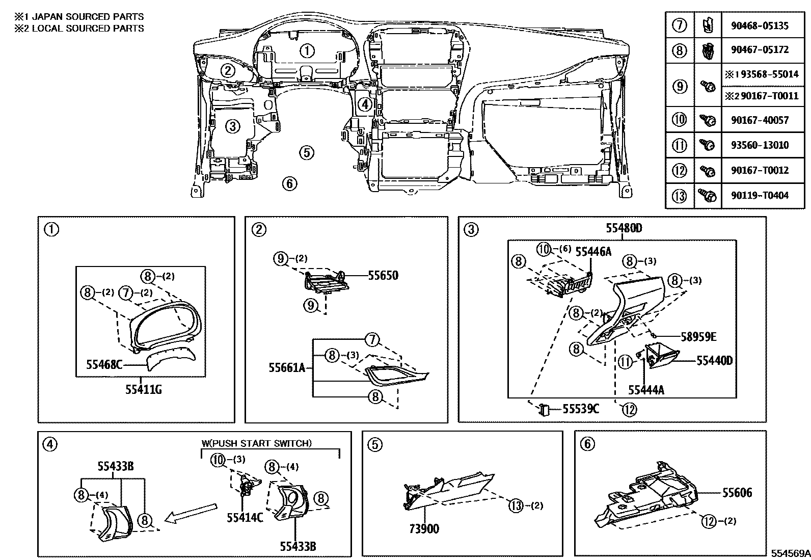 Instrument panel & glove compartment for Toyota Vios NSP150L-EEMDKU, 12 ...