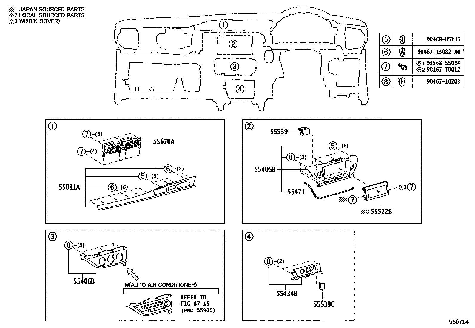 Instrument panel & glove compartment for Toyota Corolla Altis ZRE172 ...