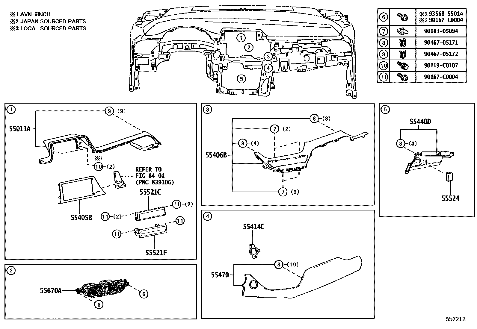 Instrument panel & glove compartment for Toyota C-HR KPX10L-EHDNSC, 05. ...