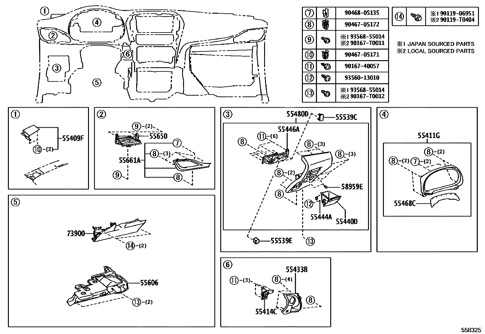 Instrument panel & glove compartment for Toyota Yaris NSP151L - Genuine ...
