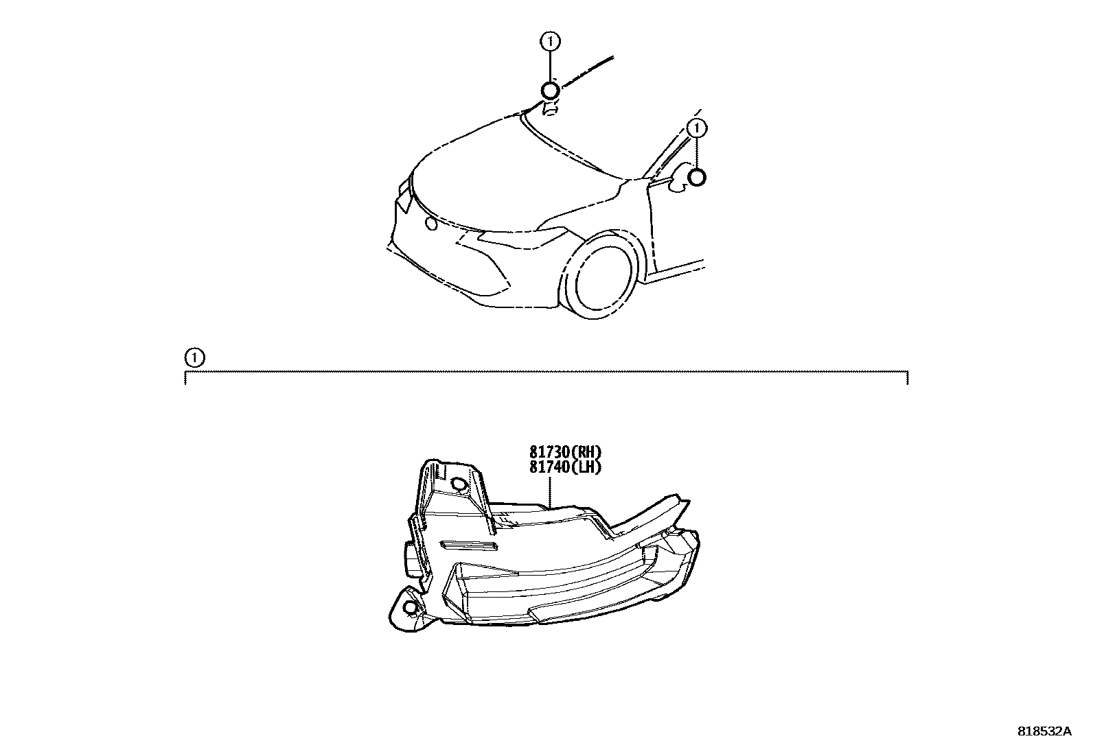 Side turn signal lamp & outer mirror lamp for Toyota Avalon GSX50L ...