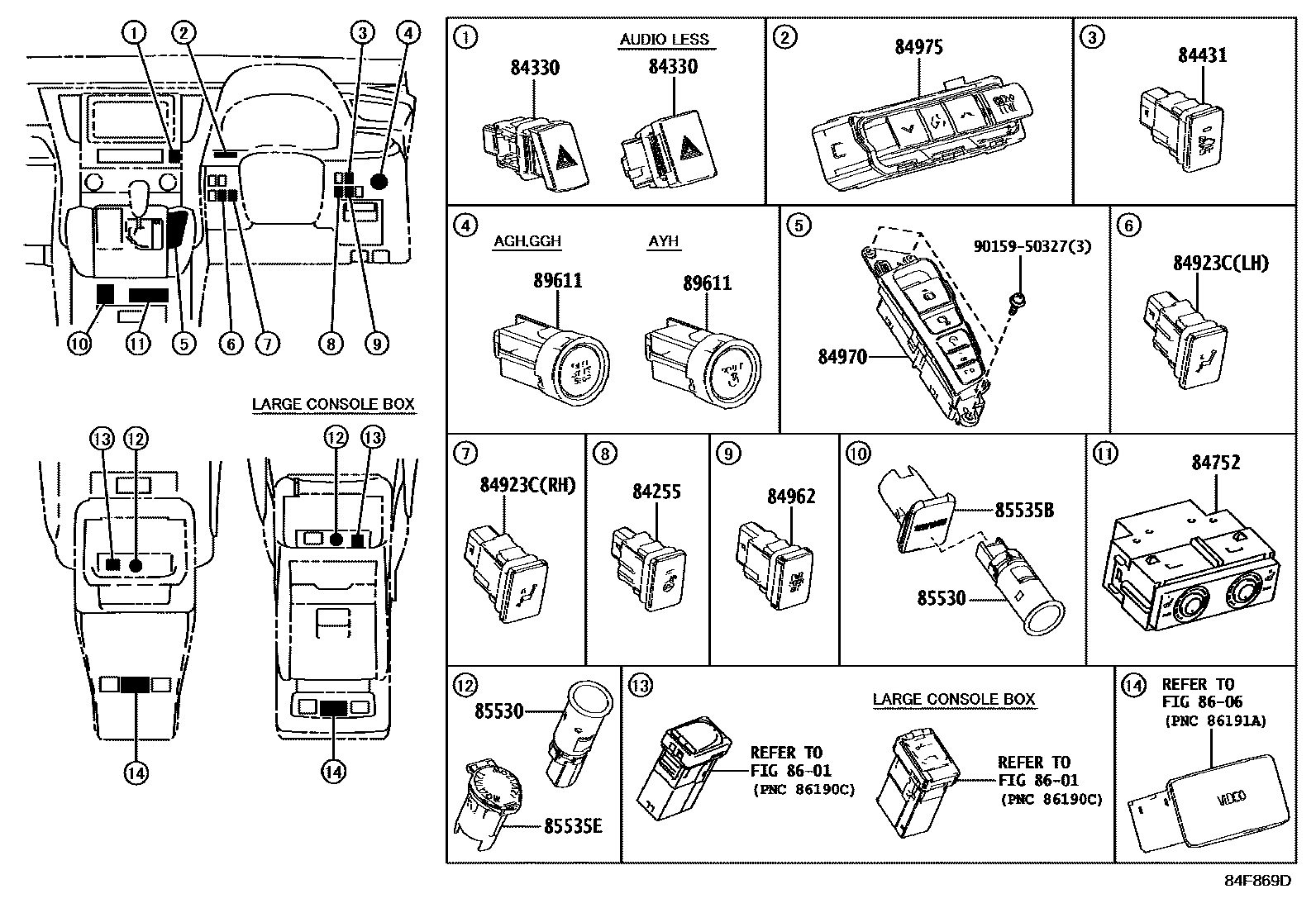 Switch & relay & computer for Toyota Alphard GGH30R-PFTVK, 01.2015 - 01 ...