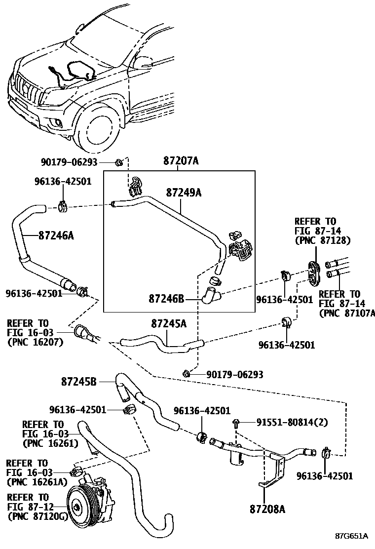 Heating & air conditioning - water piping for Toyota Land Cruiser Prado ...