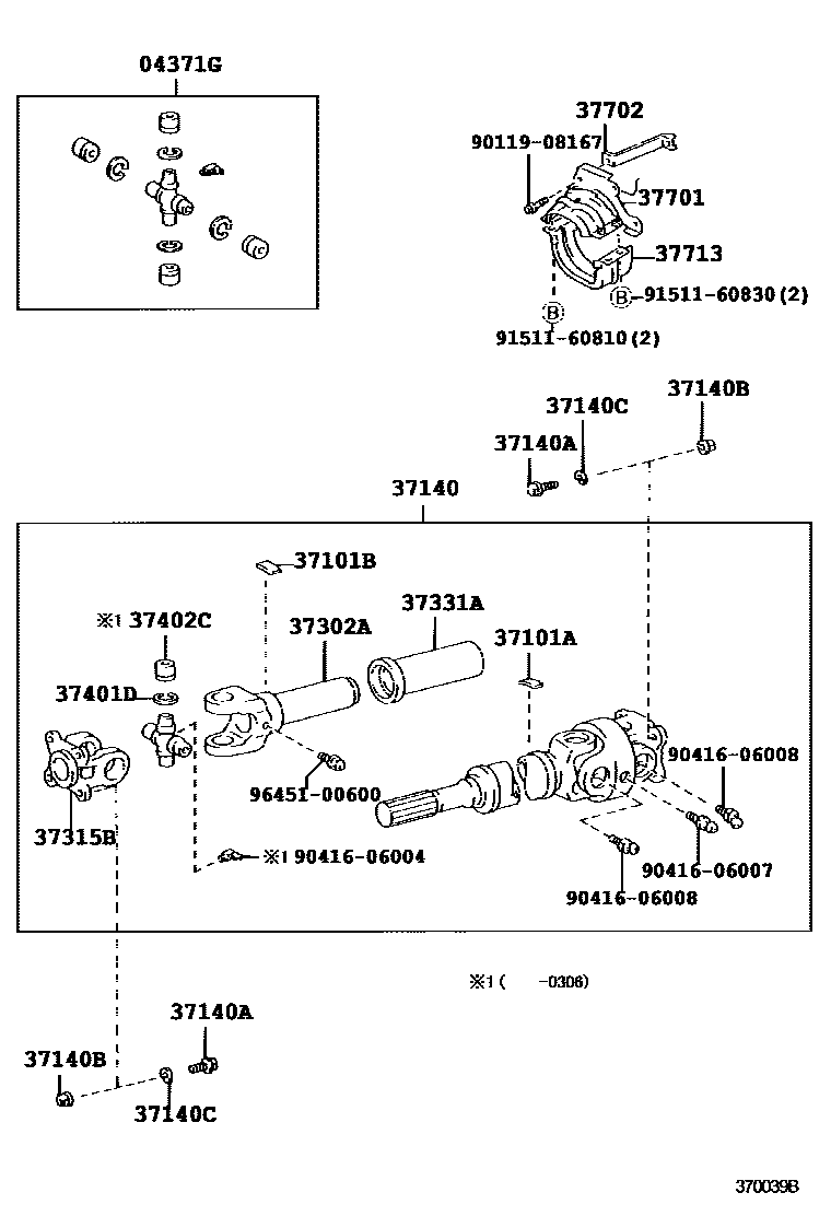 Propeller shaft & universal joint for Toyota Hilux LN166R - Genuine ...