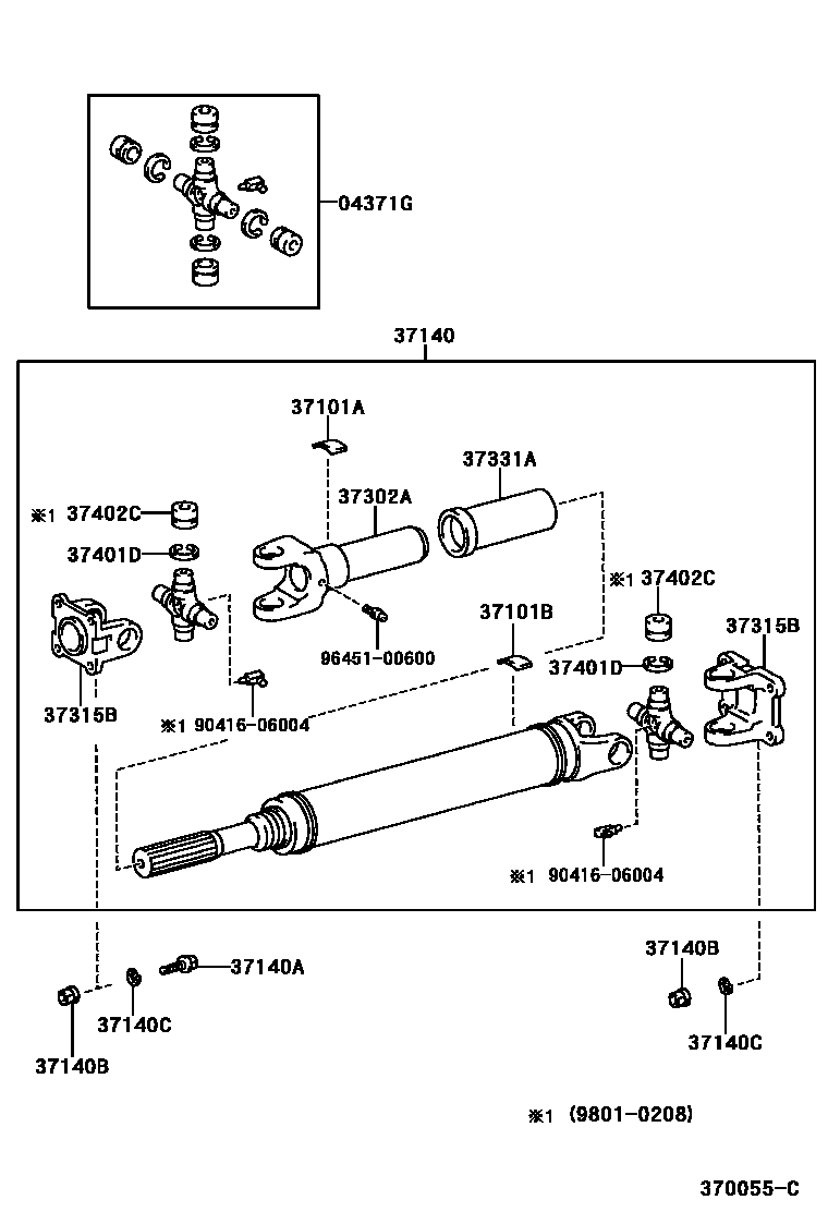 Propeller shaft & universal joint for Toyota Land Cruiser HZJ105L-GCMNS ...
