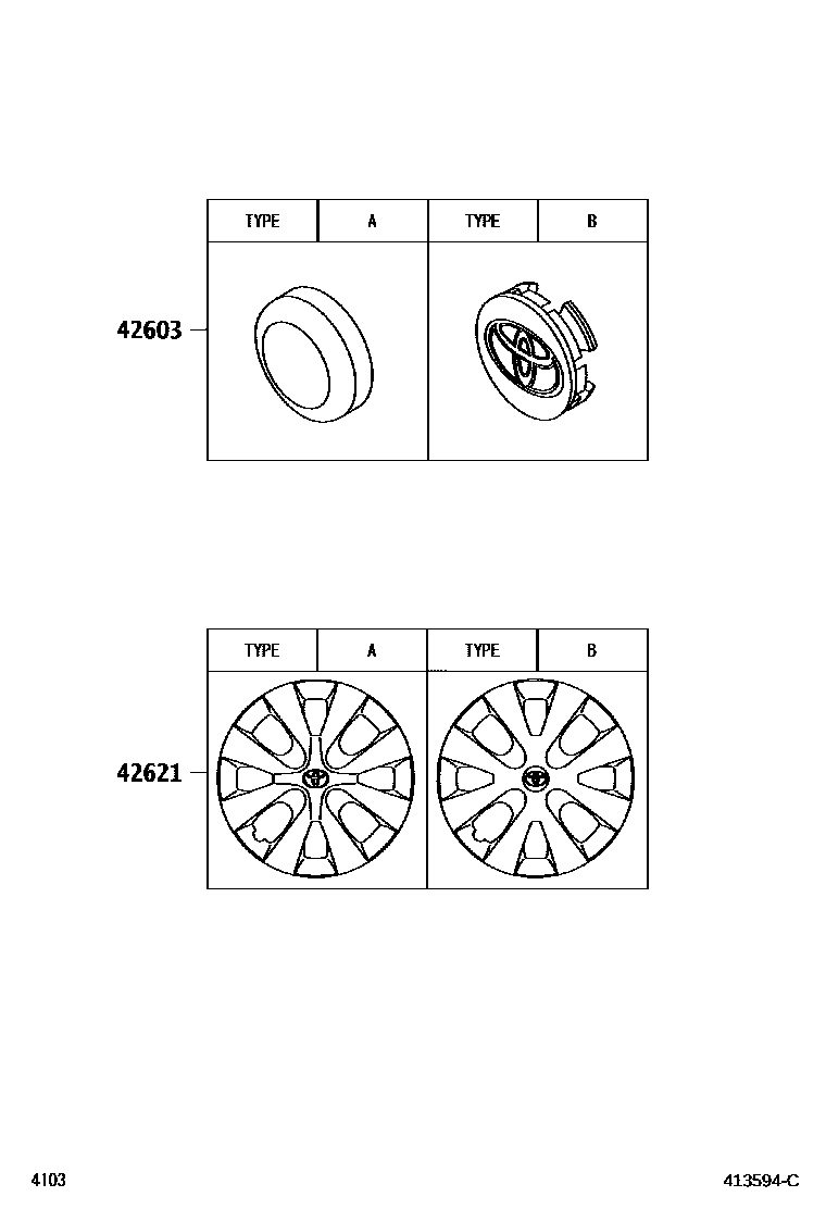 Disc wheel & wheel cap for Toyota Avanza F654LM-GQMF, 08.2015 - 01.2023 ...