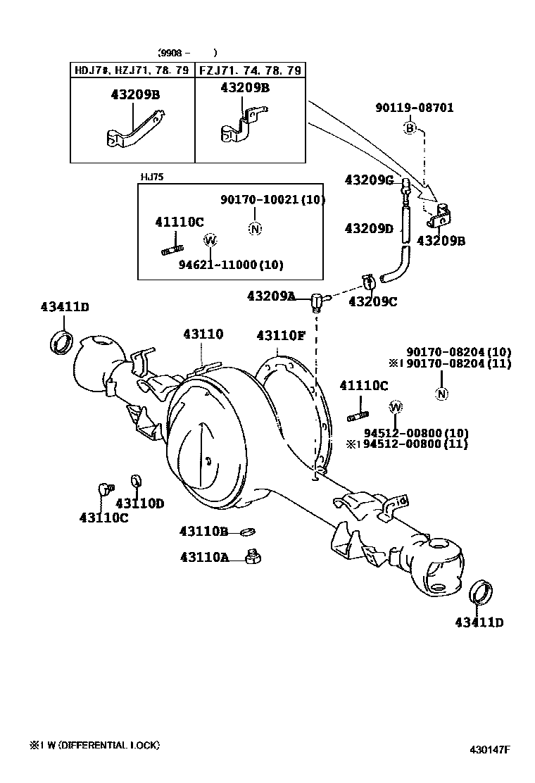 Front axle housing & differential for Toyota Land Cruiser HDJ79R - Auto ...