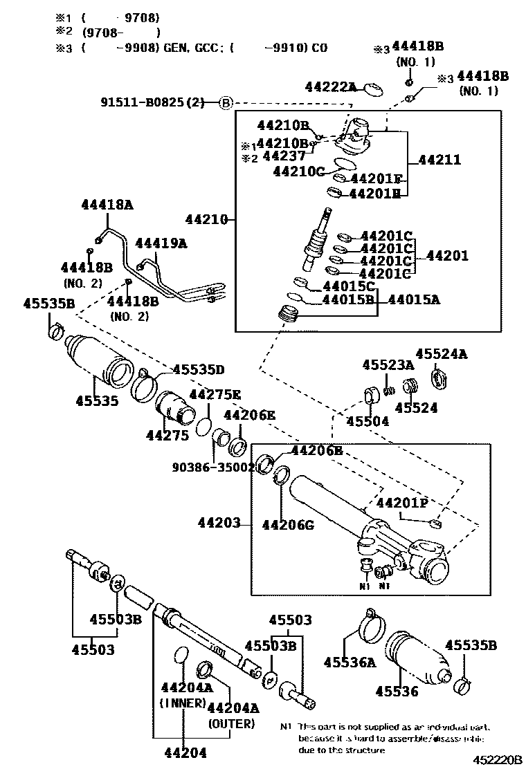 Front steering gear & link for Toyota Land Cruiser Prado RZJ95L-GKMNU ...