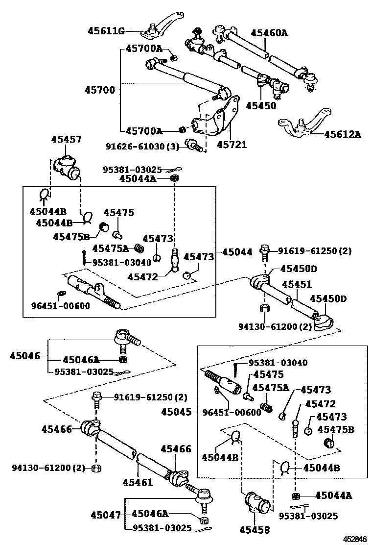 Front steering gear & link for Toyota Land Cruiser HZJ79R - Genuine ...