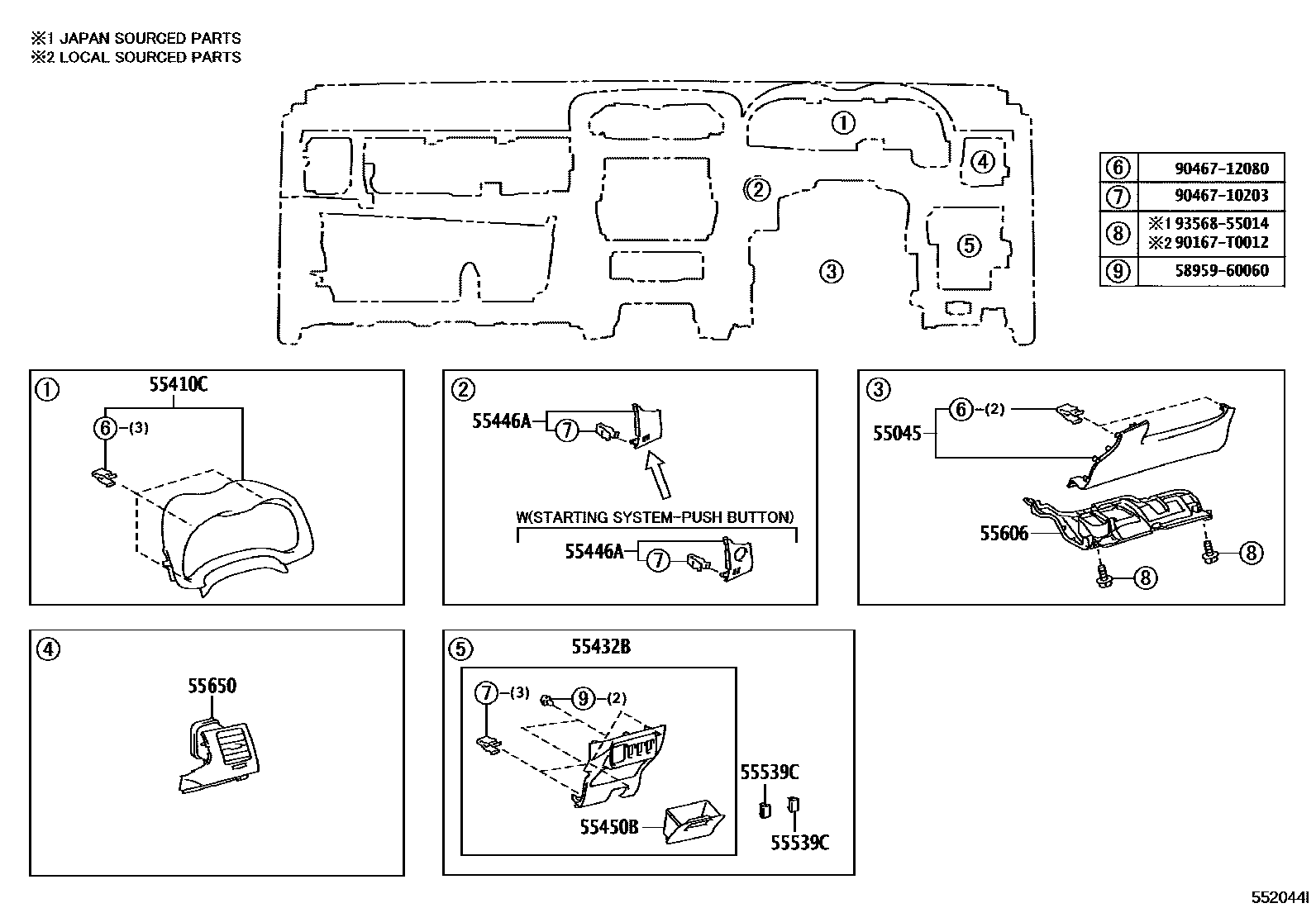 Instrument panel & glove compartment for Toyota Corolla Altis ZZE142R ...