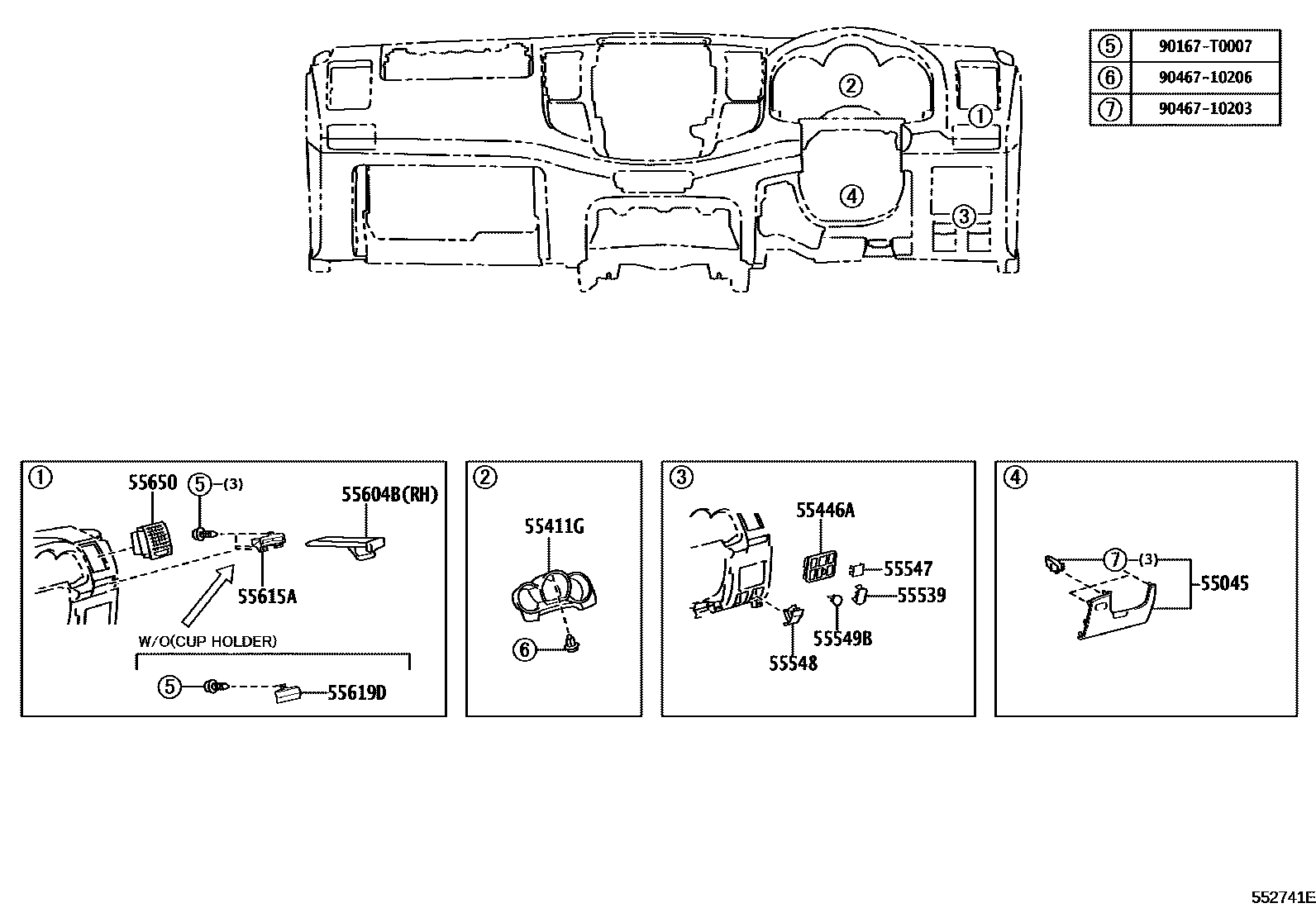 Instrument panel & glove compartment for Toyota Hilux KUN26R - Genuine ...