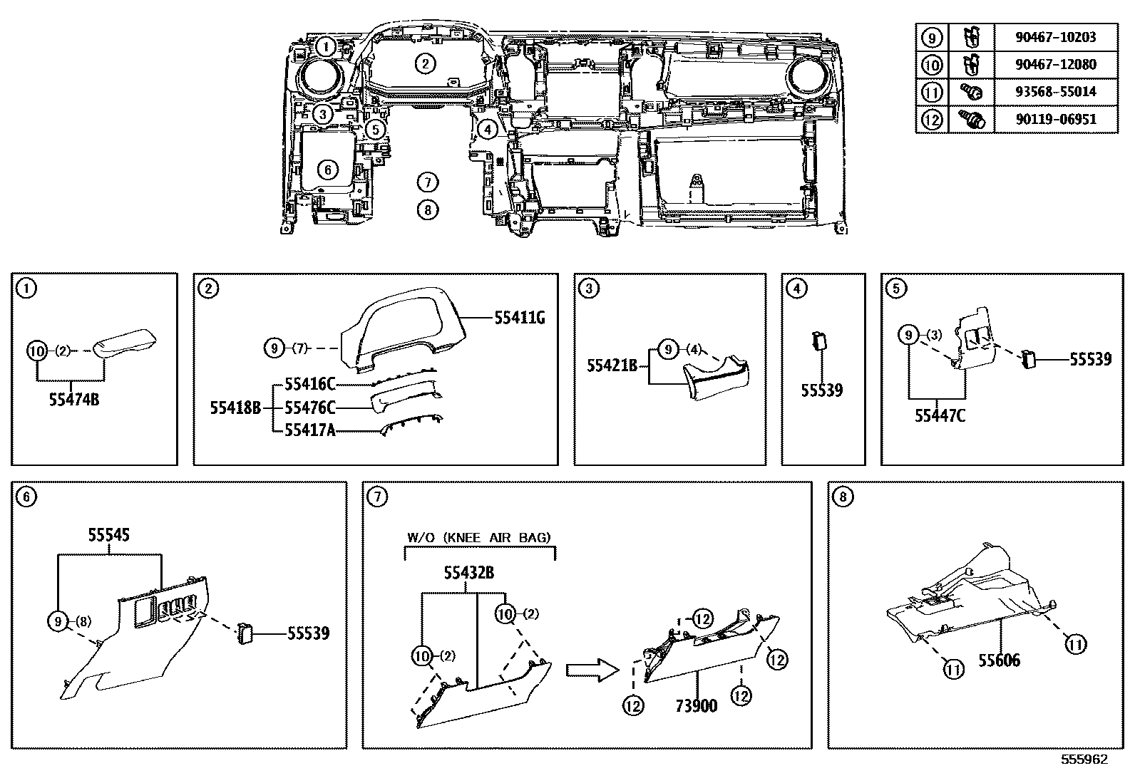 Instrument panel & glove compartment for Toyota RAV4 ZSA42L-ANXGK, 12. ...