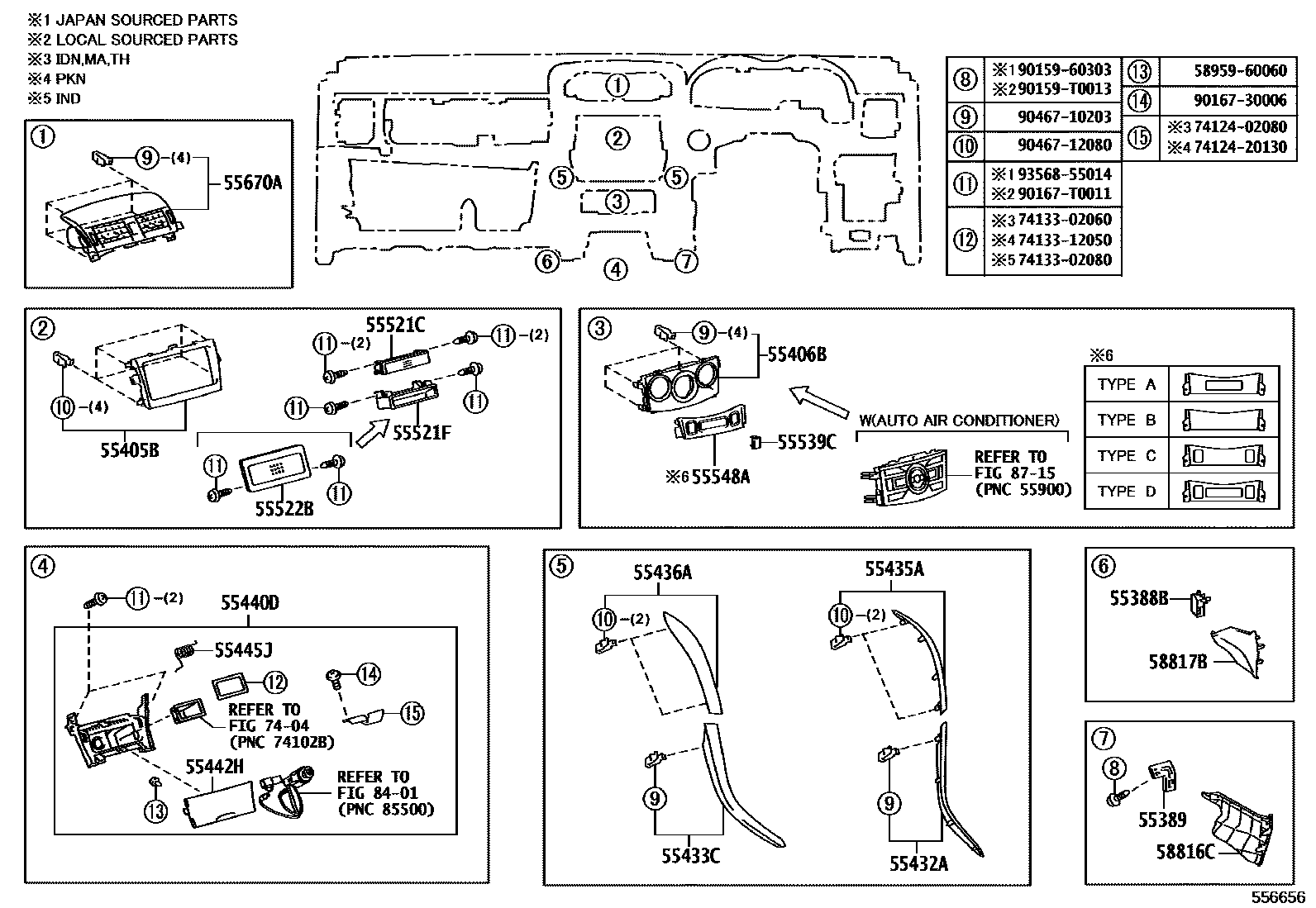 Instrument panel & glove compartment for Toyota Corolla Altis CE140R ...