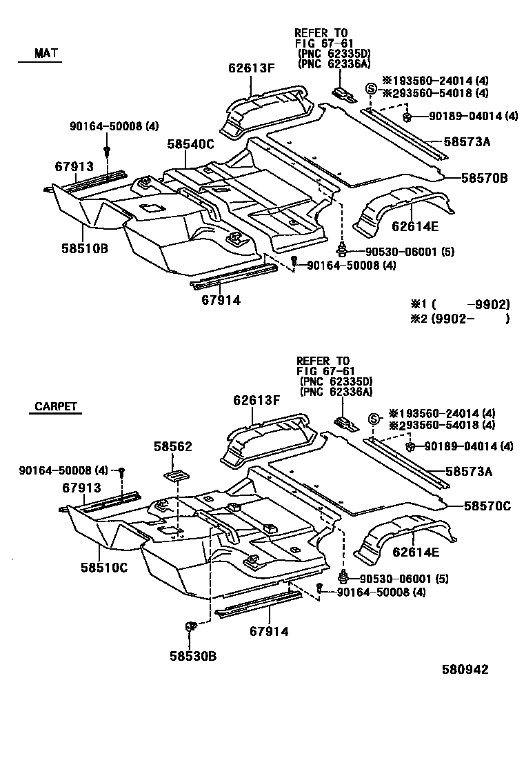 Floor mat & silencer pad for Toyota Land Cruiser HZJ79R - Genuine parts ...